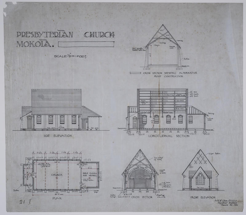 Presbyterian Church Mokoia [plans] - Puke Ariki