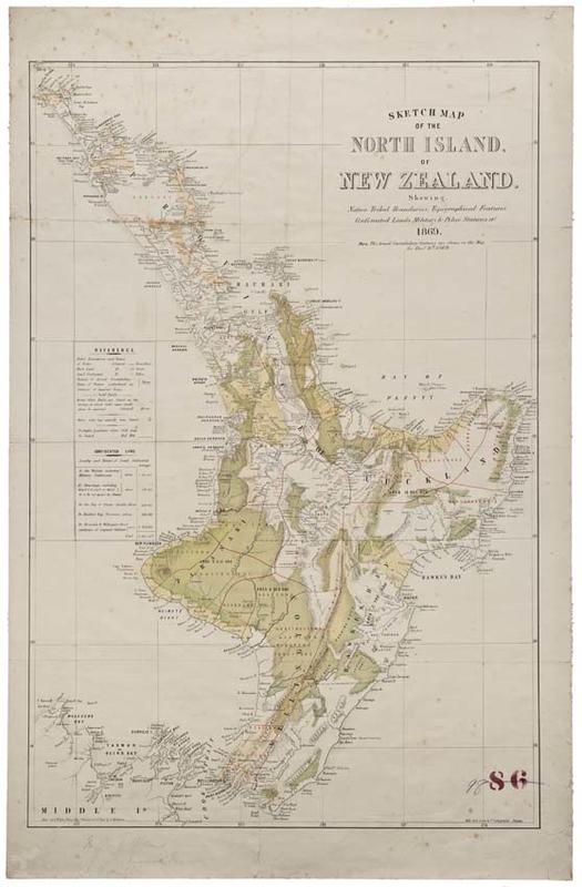 Sketch map of the North Island of New Zealand showing native tribal ...