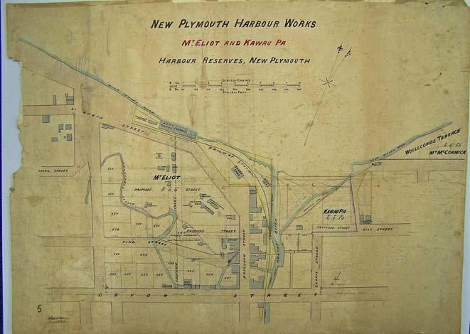New Plymouth Harbour Works, Mt Eliot and Kawau Pa, Harbour Reserves ...