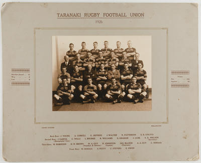 Taranaki Rugby Football Union, 1926 - Puke Ariki