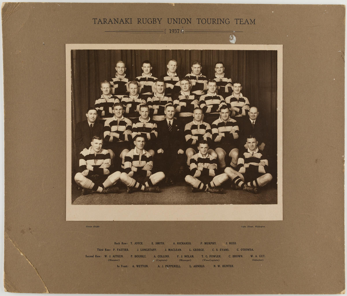 Taranaki Rugby Union Touring Team, 1937 - Puke Ariki