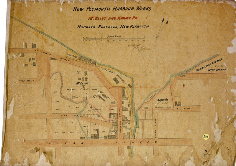New Plymouth Harbour Works, Mount Eliot and Kawau Pa. - Puke Ariki