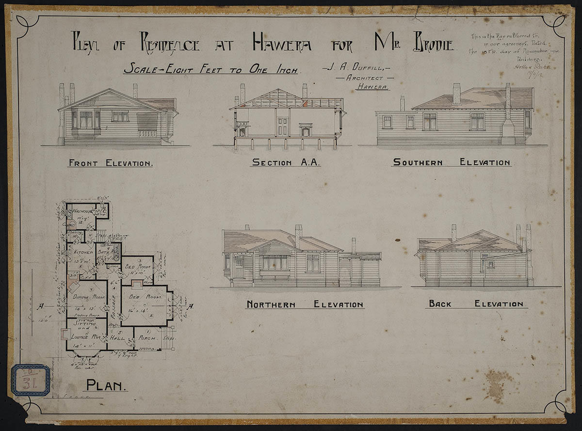 Residence at Hawera for Mr Brodie [plan] - Puke Ariki