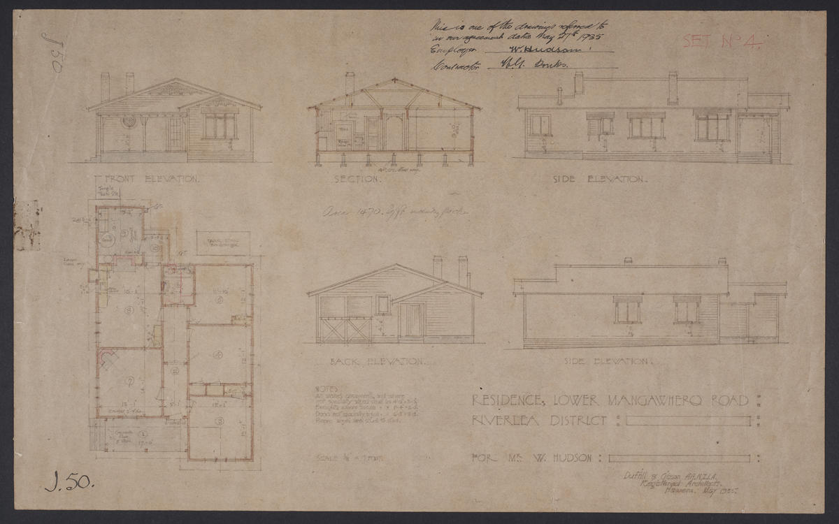 Residence Lower Mangawhero Road Riverlea District for Mr. W. Hudson ...