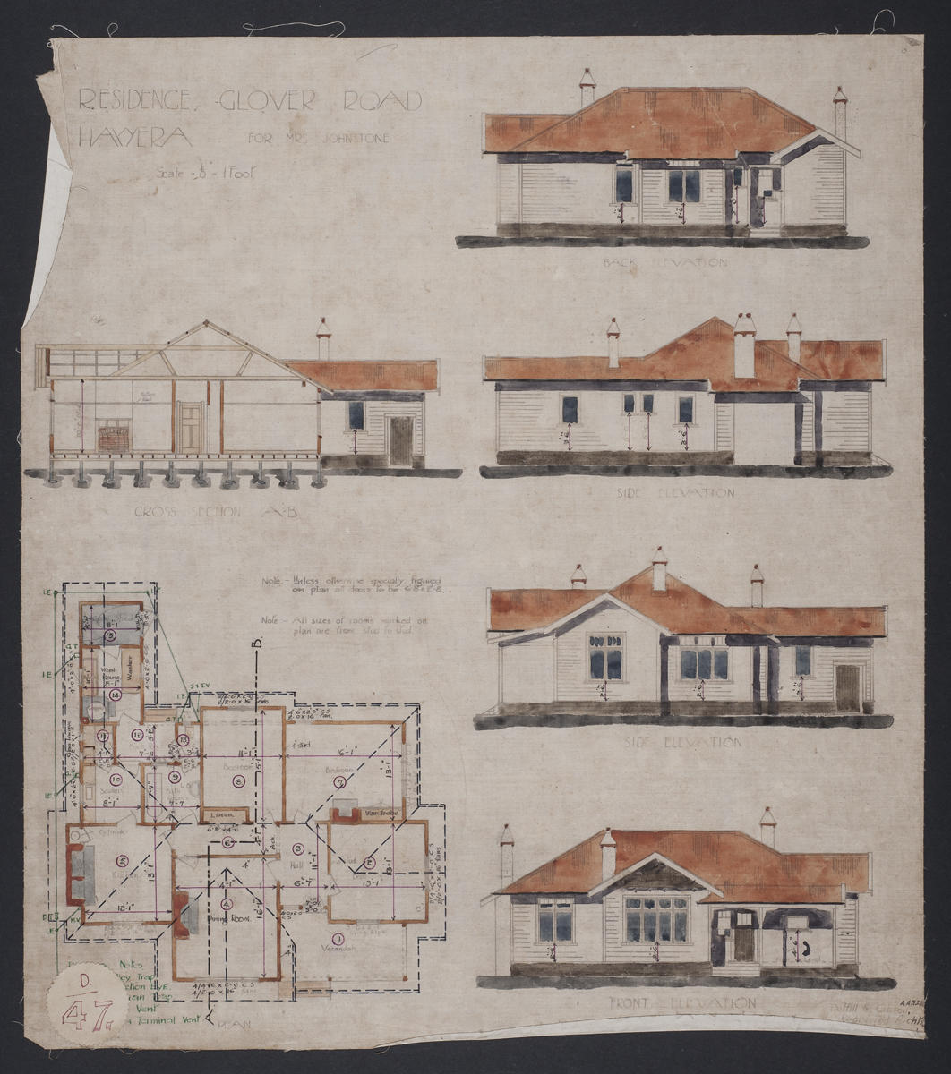 Residence Glover Road Hawera for Mrs. Johnstone [plan] - Puke Ariki