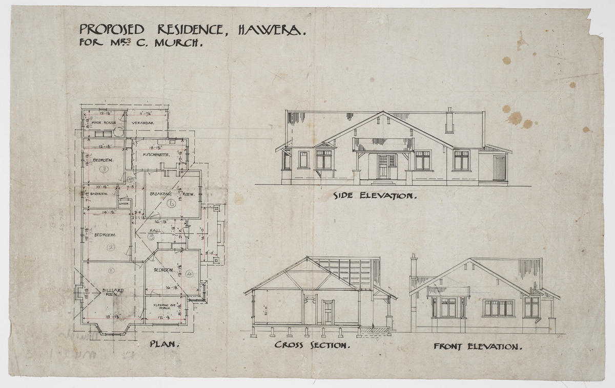 Proposed Residence Hawera for Mrs. C. Murch [plan] - Puke Ariki