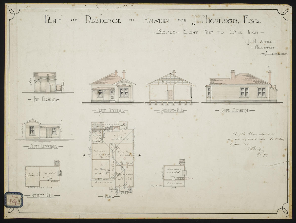 Plan of Residence at Hawera for J. Nicolson Esq. [plan] - Puke Ariki