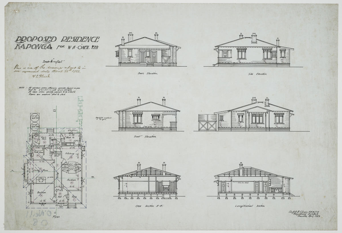 Proposed Residence Kaponga for W.A. O'Neil Esq [plan] - Puke Ariki
