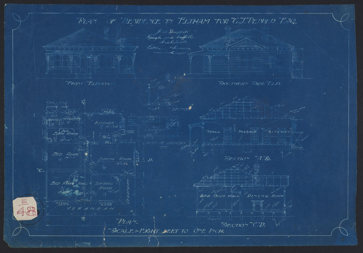 Plan of Residence in Eltham for G. J. Pepper Esq.[plan] - Puke Ariki