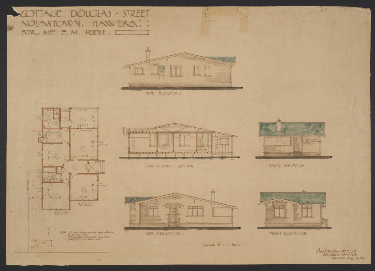 Cottage Douglas Street Nolantown Hawera for Mrs. E. M. Poole [plan] - Puke Ariki