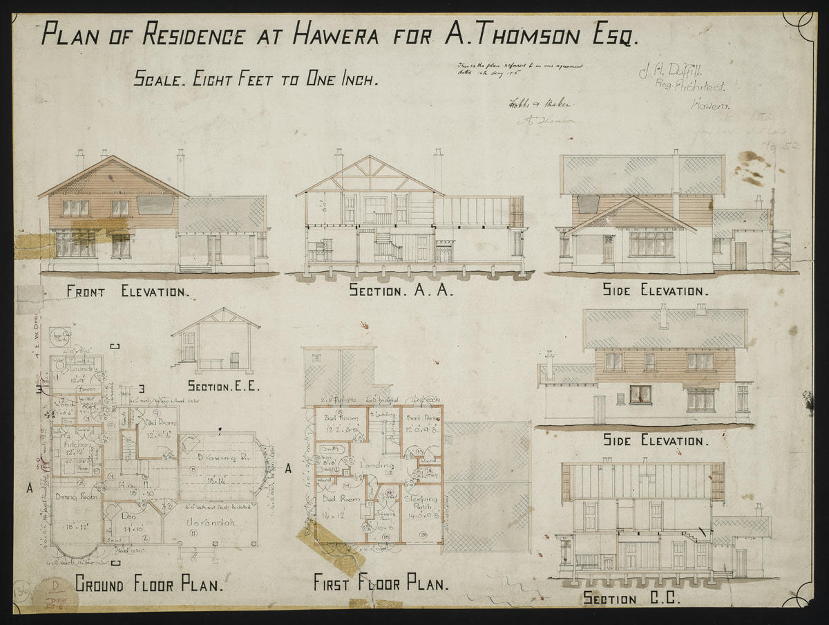 Plan of Residence at Hawera for A. Thomson Esq. [plan] - Puke Ariki