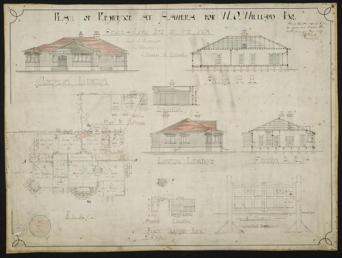 Plan of Residence at Hawera for W.O. Williams Esq. [plan] - Puke Ariki