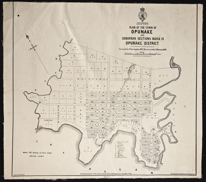 Plan of the town of Opunake and suburban sections Block IX Opunake ...