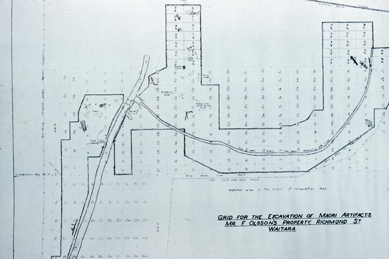 Olsson swamp excavation, plan of swamp, Waitara - Puke Ariki