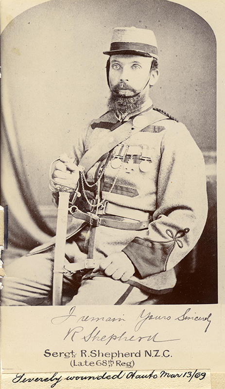 "Sergt. R. Shepherd N.Z.C. (Late 68th Reg.)" - Puke Ariki