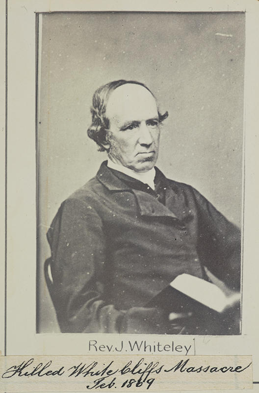 "Rev. J. Whiteley, Killed White Cliffs Massacre Feb. 1869" - Puke Ariki